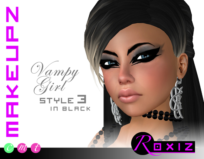 Second Life Marketplace - ROXIZ... MAKEUPZ > *FREE* Vampy Girl Style 3 in Black